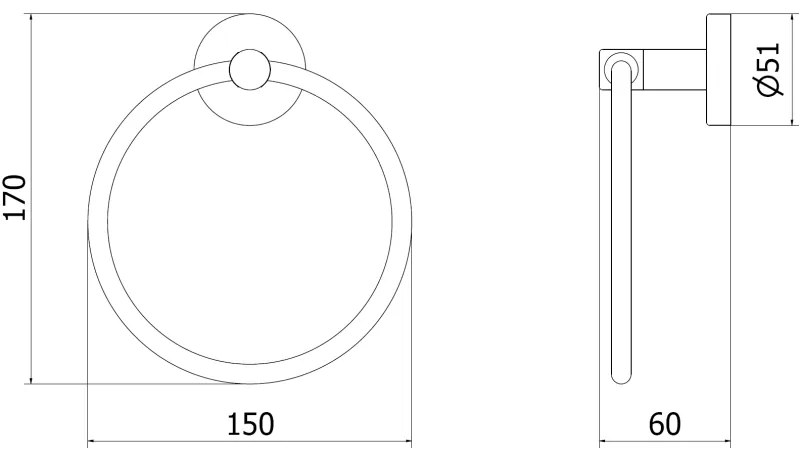 Mexen Remo, prstenový věšák na ručník, grafitová, 7050732-66