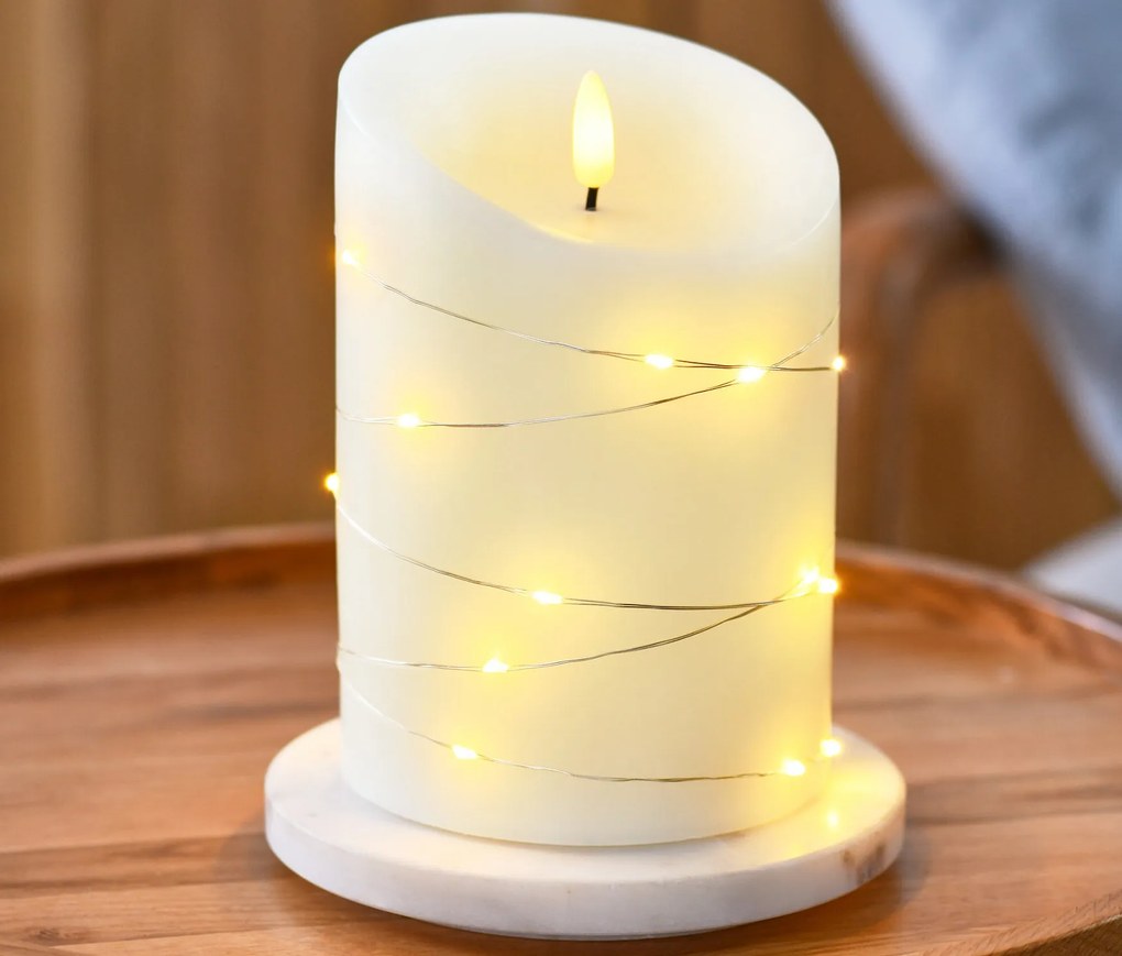 Tchibo - Svíčka z pravého vosku s LED a světelným řetězem s mikro LED