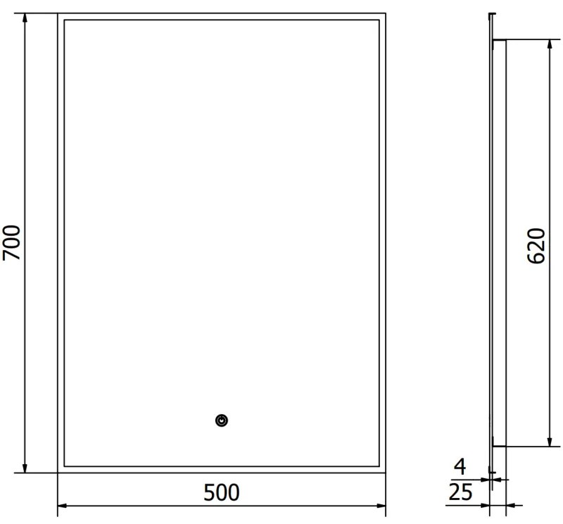 Mexen Erma podsvícené koupelnové zrcadlo 50 x 70 cm, LED 6000K, ventilátor, Černá rama - 9814-050-070-611-70