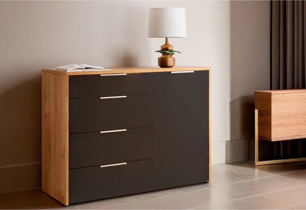Komoda 1dv 4šu Lava / dub kraft Luna