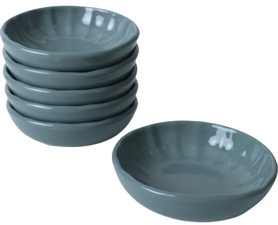 Sada 6 kameninových misek Laguna 12 cm, petrolejová