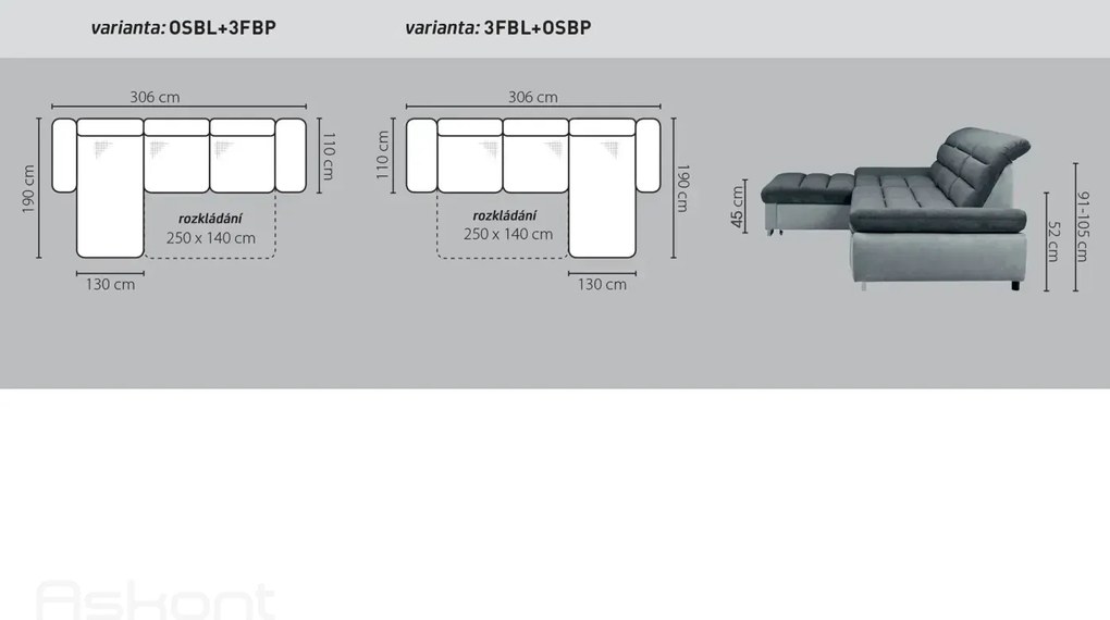 Askont Roma Sedací souprava do L - pravý/ levý roh