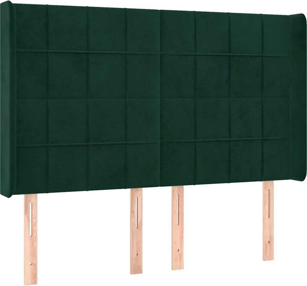 Box spring postel s matrací a LED tmavě zelená 140x200 cm samet 3139568