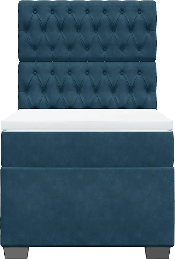Box spring postel s matrací modrá 90 x 190 cm samet 3293096