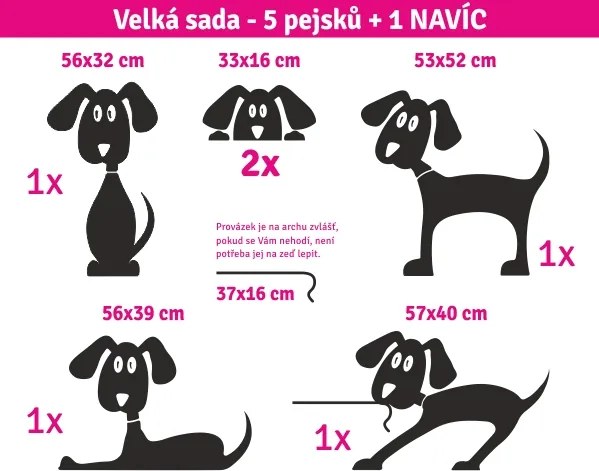 WALLVINIL Samolepky na zeď - Hraví pejsci Barva: Černá, Velikost: Malá sada