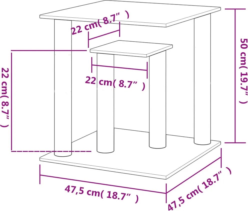 Škrabadlo pro kočky s plošinami krémové 50 cm 172043
