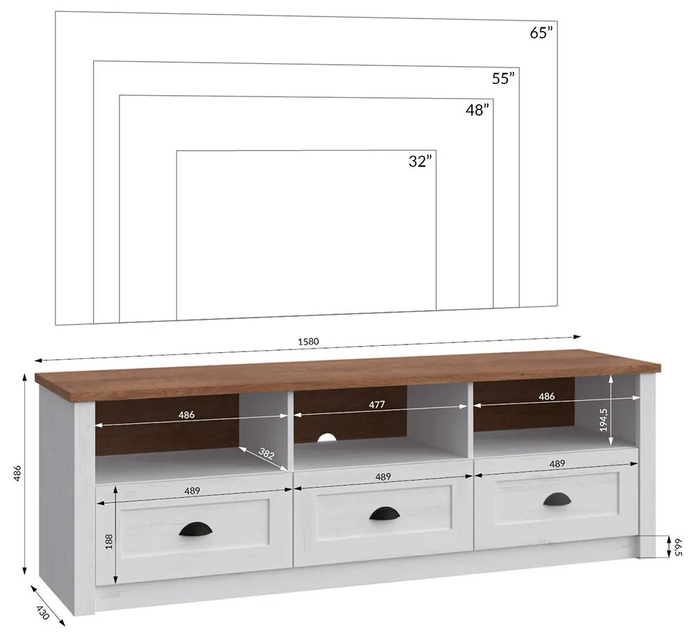 PROVENCE a | TV stolek RTV | 158 cm | andersen/lefkas
