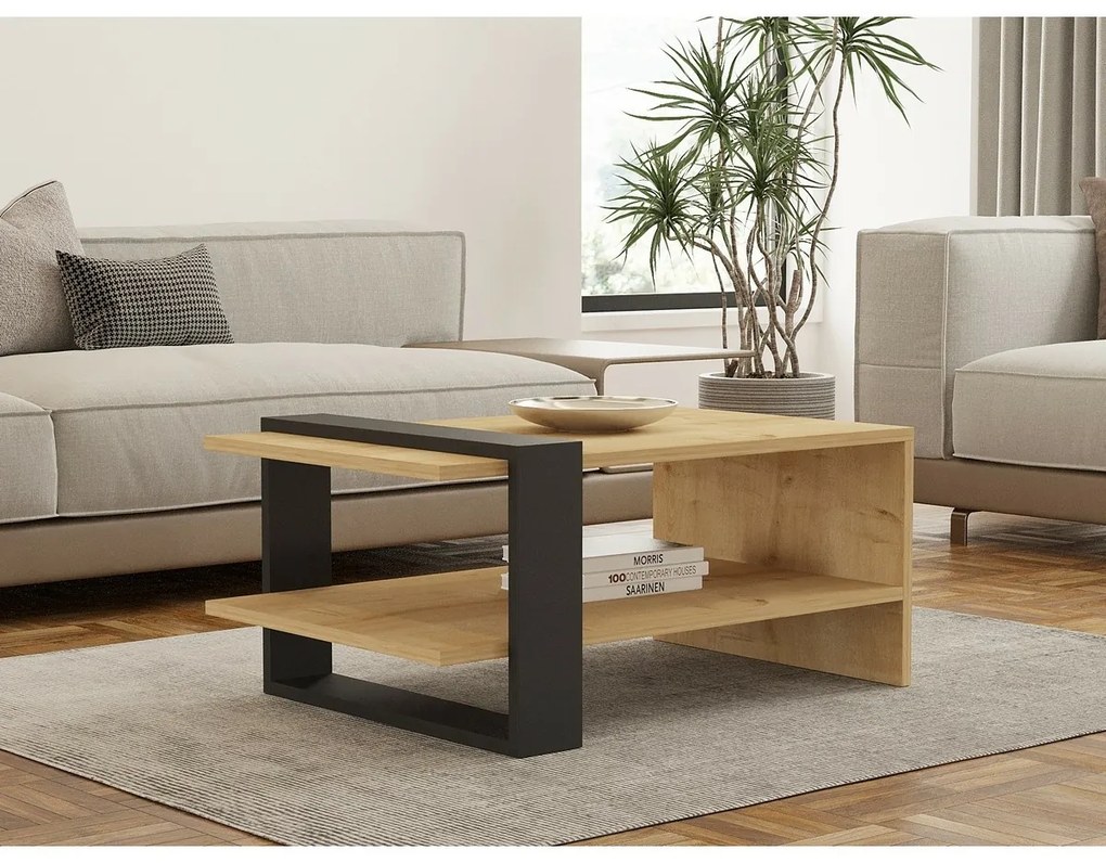 Konferenční stolek Yonca Anthracite and Sapphire Oak
