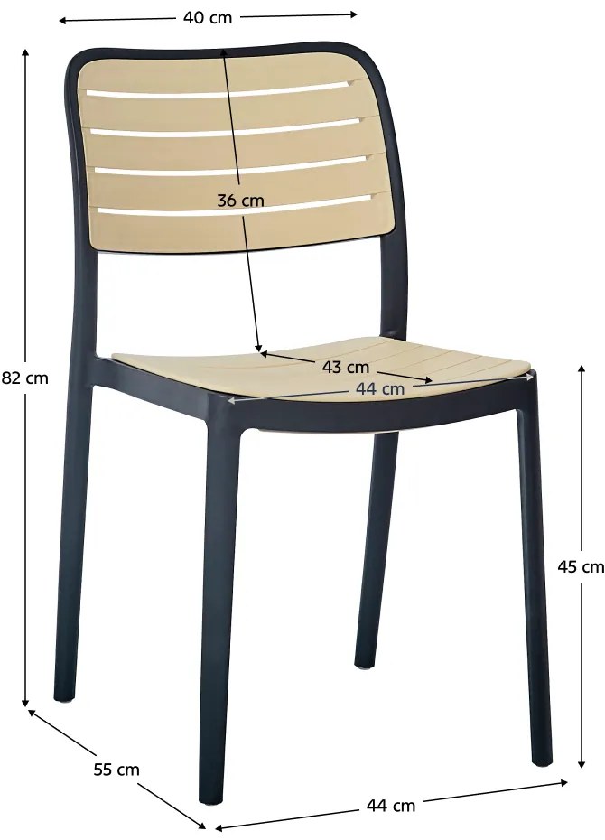 Kondela Stohovatelná židle, černá/béžová, KARDOS TYP 1