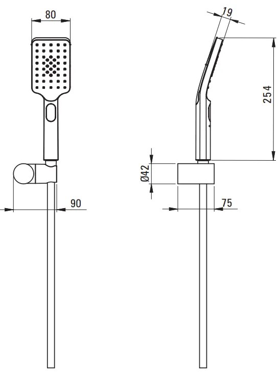 Deante Alpinia, 1-bodová ruční sprchová souprava s bodovým držákem, černá matná, NGA_N41K