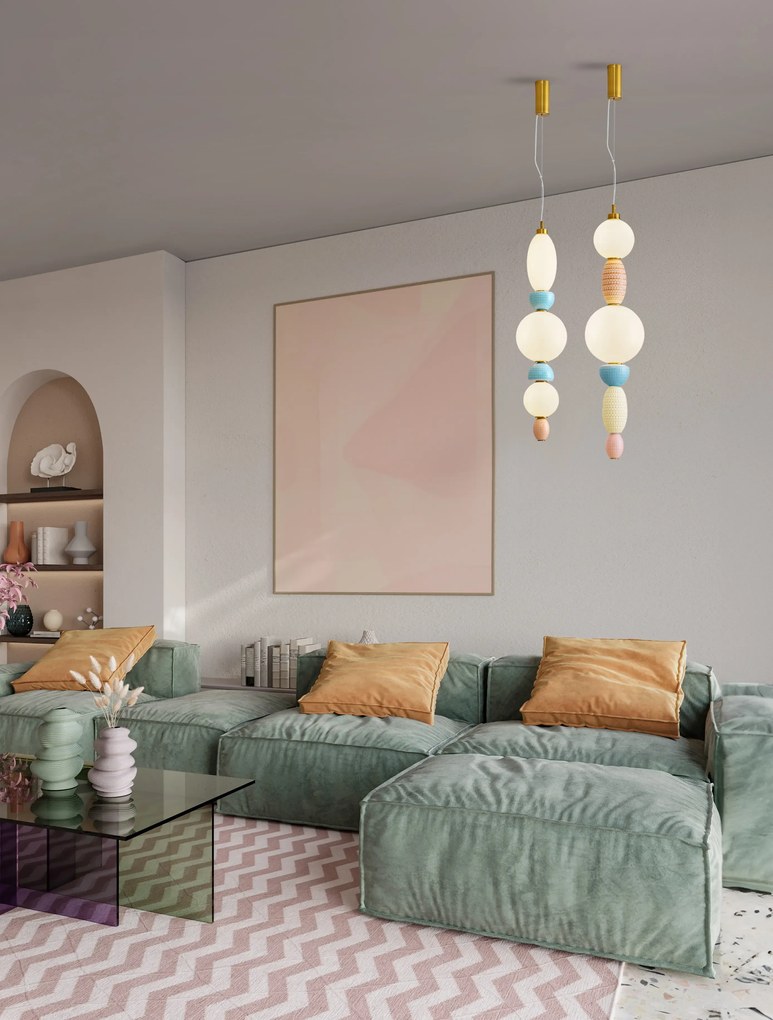 LED zlato-modro-fialové designové svítidlo Obří
