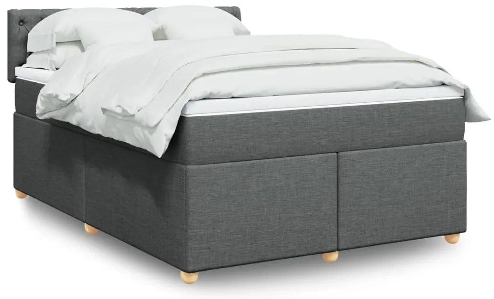 Box spring postel s matrací tmavě šedý 140 x 190 cm textil