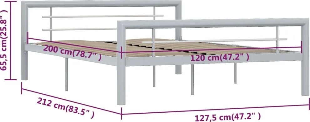 vidaXL Rám postele kov 120 x 200 cm [284558] Barva: Bílá a černá