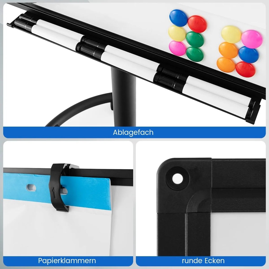 Costway Stojan na flipchart na kolečkách s magnety a popisovači, výška tabule