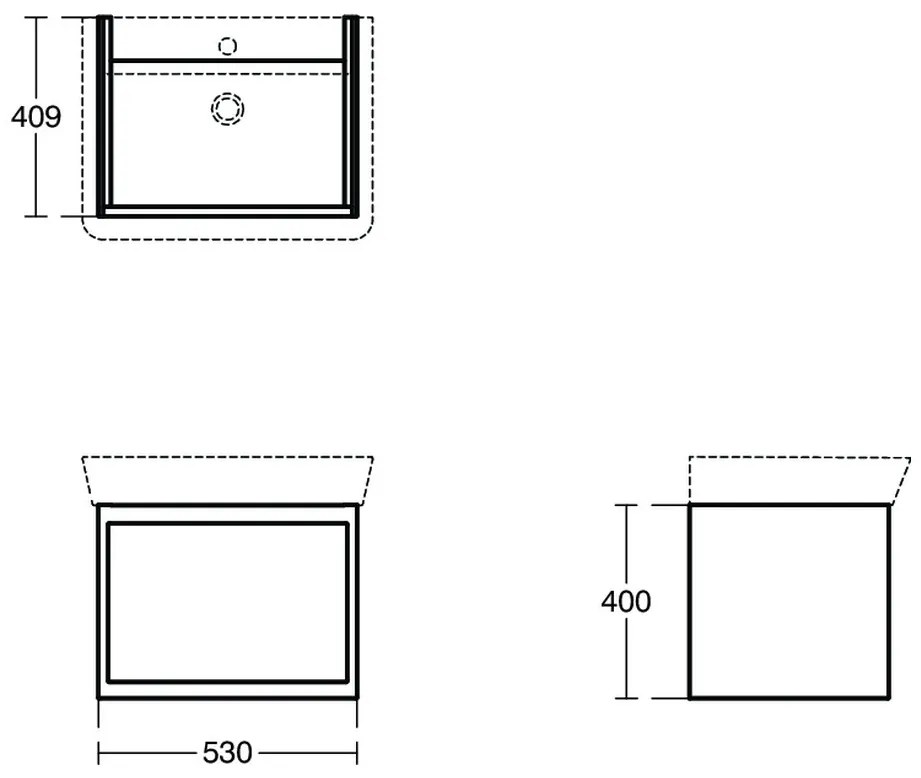 Ideal Standard Connect Air- Skříňka pod umyvadlo CUBE 60cm, 1 zásuvka, Lesklý bílý + matný světle šedý lak E0846KN