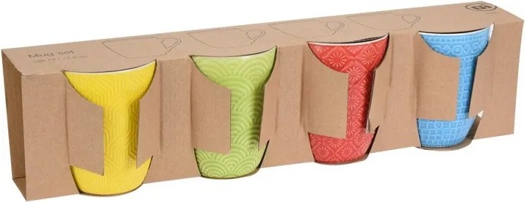 Sada pestrobarevných hrnků 4 × 380 ml
