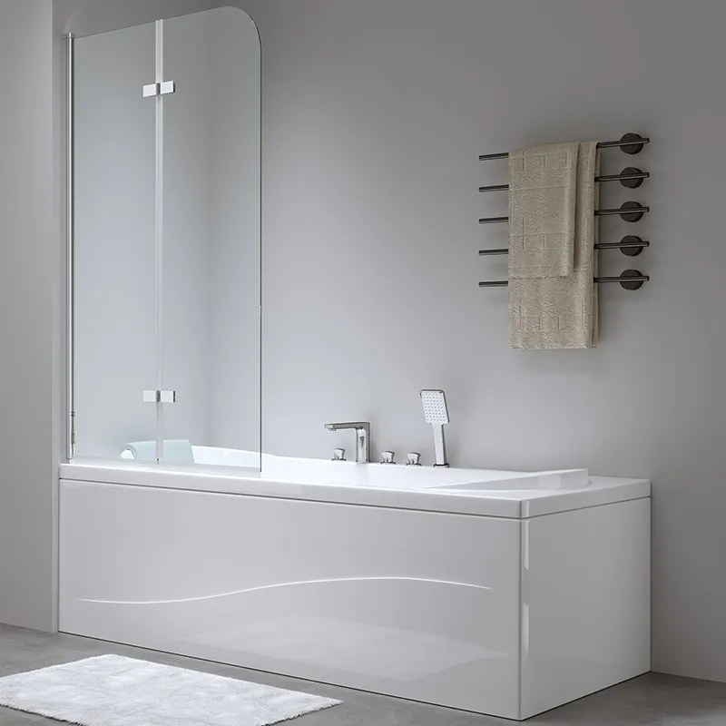 BPS-koupelny Dvoudílná vanová zástěna HYD-PR04 80x140 chrom/transparent