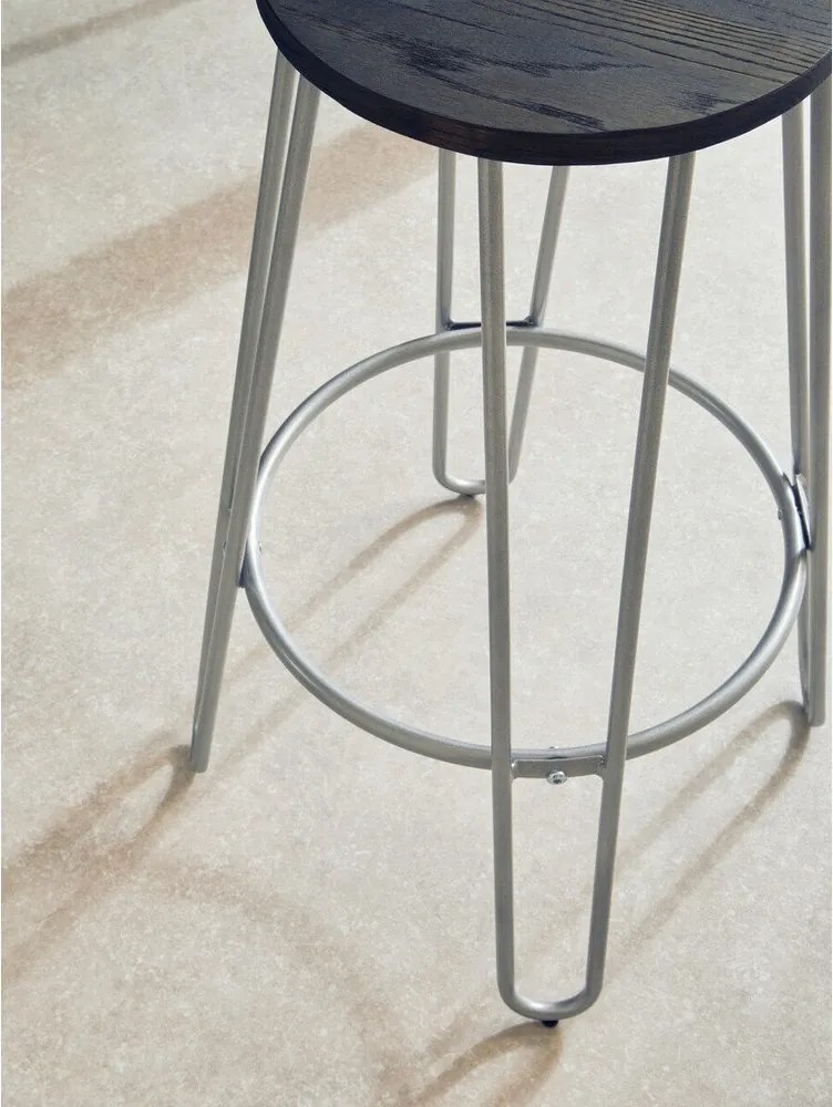 Barová stolička z jilmového dřeva ve stříbrné barvě/v přírodní barvě (výška sedáku 75 cm) District – Premier Housewares