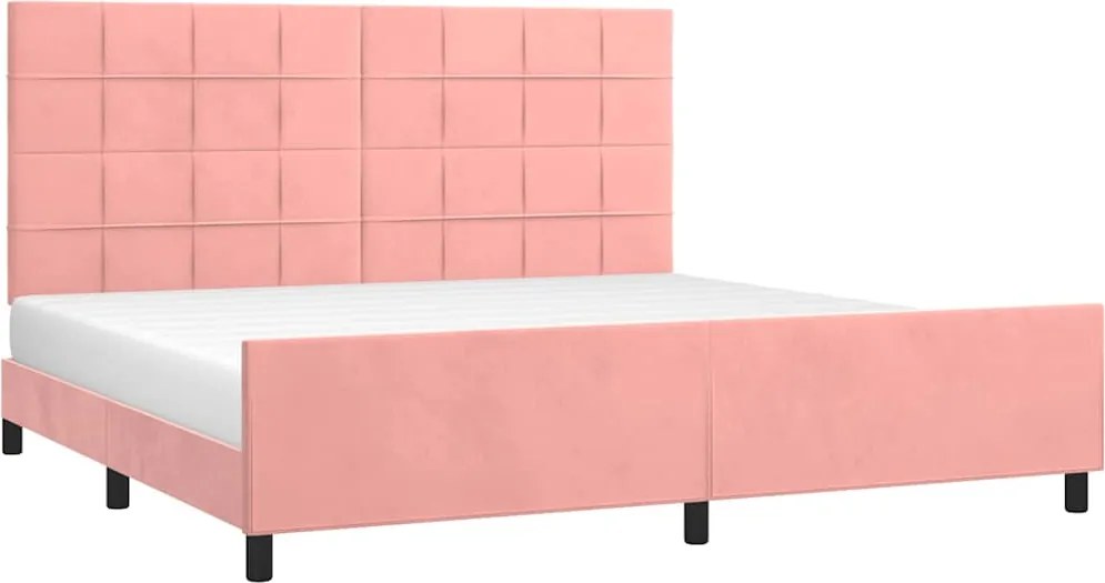 Rám postele s čelem růžový 200x200 cm samet 3125780