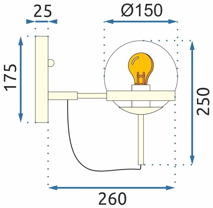 Toolight - Nástěnná lampa E27 60W APP910-1W, zlatá, OSW-06678