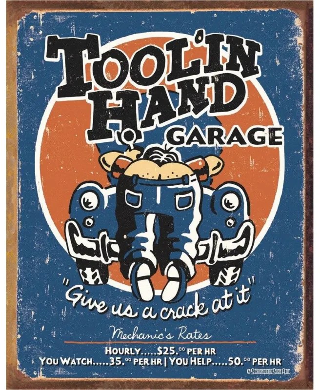 Plechová cedule Moore - Toolin Hand 40 cm x 32 cm