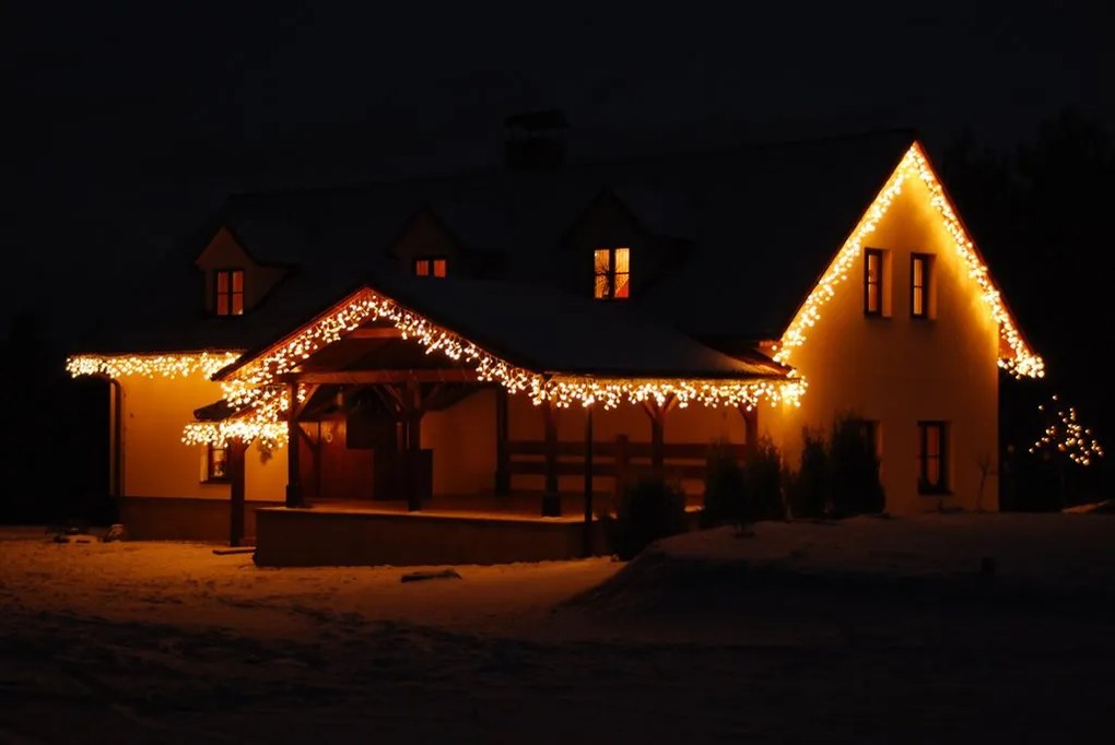 Easy Fix venkovní LED rampouchy, světelné, 300 × 50 cm, teple bílá s FLASH, 114 diod, černý kabel, IP67, prodlužovací