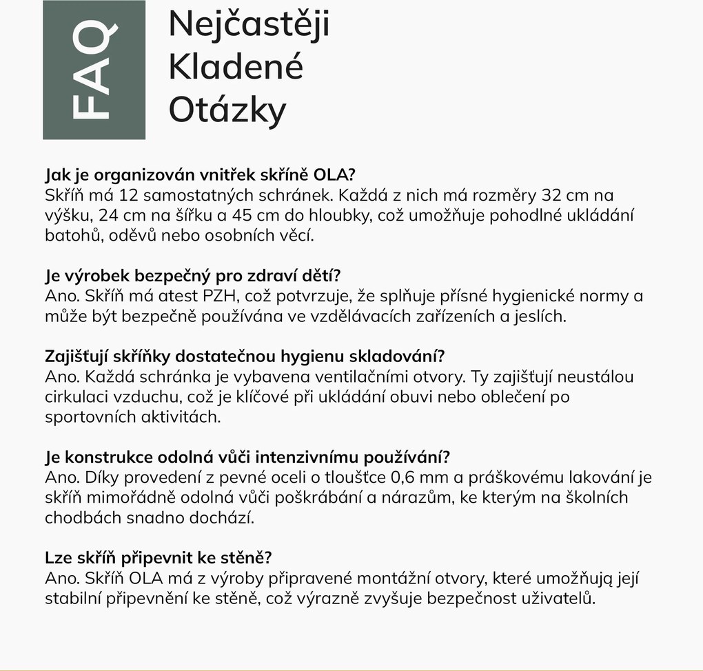 Plechová šatní skříň s 12 boxy OLA, 1090 x 1200 x 450 mm, šedo-více barevní