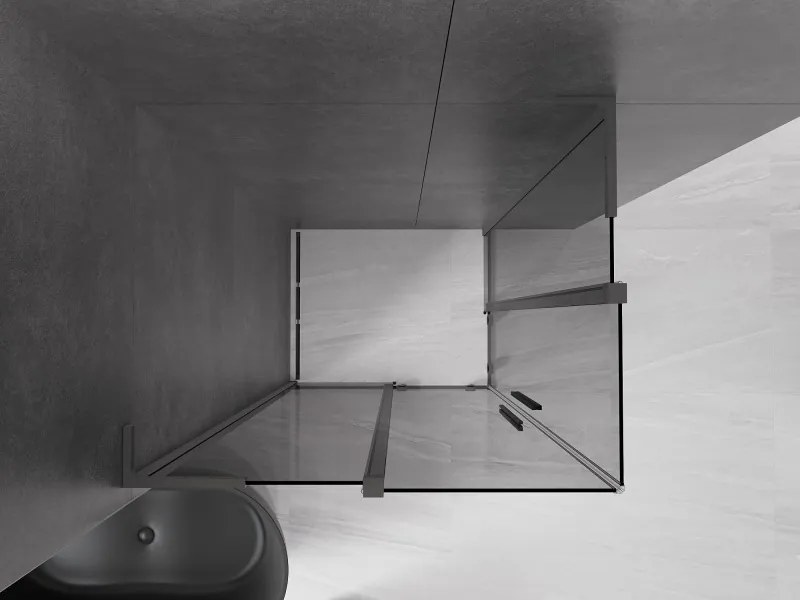 Mexen Velar L Duo, sprchový kout s posuvnými dveřmi 90 x 80 cm, 8mm šedé sklo, broušený grafit, 871-090-080-02-43-95