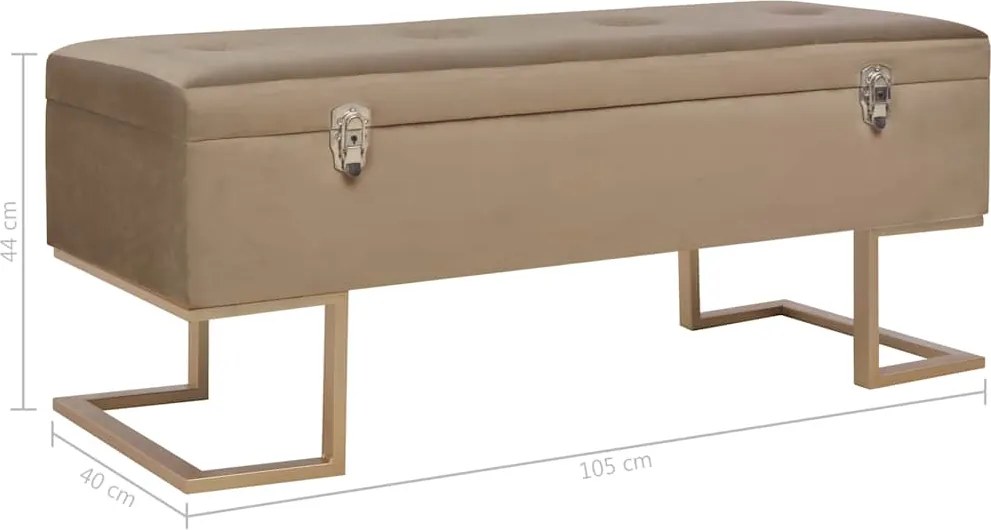 Lavice s úložným prostorem 105 cm béžová samet 247574
