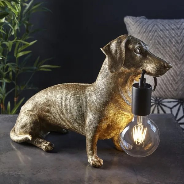 Endon 101187 - Stolní lampa DACHSHUND 1xE27/10W/230V zlatá