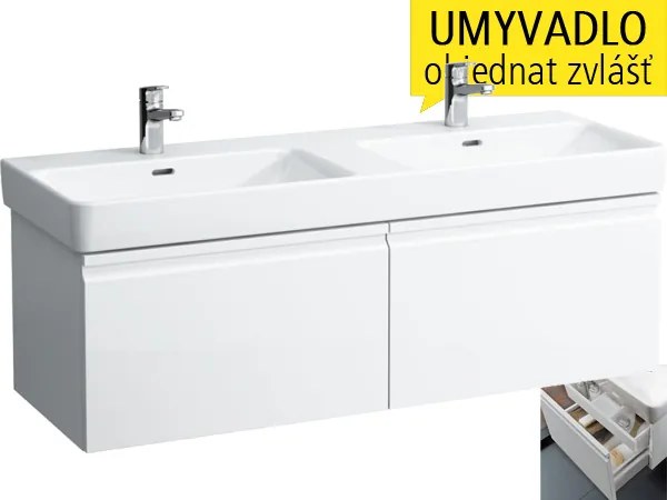 Laufen Pro S skříňka se 2 zásuvkami pod dvojumyvadlo 130 x 46 cm bílá/lesk, Laufen