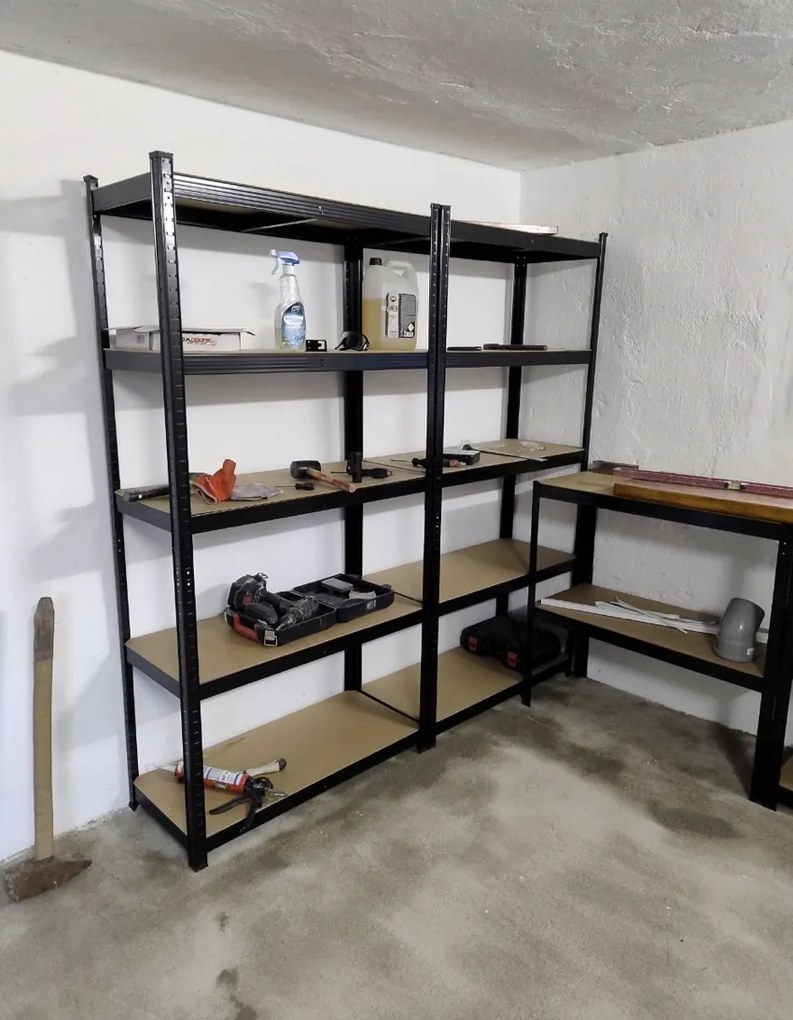 Fistar AKCE - Balíček : 4x Regál 180x90x40 cm lakovaný 5-policový, nosnost 875 kg - ČERNÝ