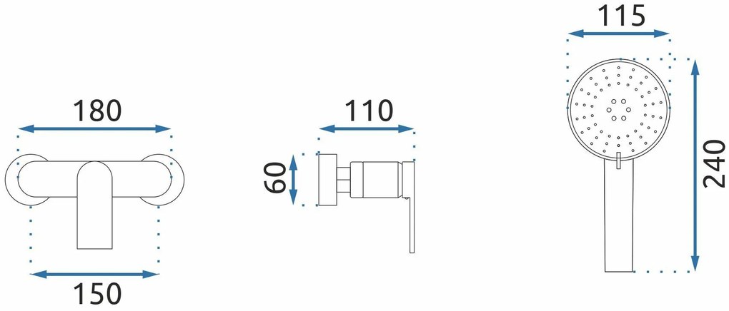 Sprchová baterie REA VERSO, černá mat
