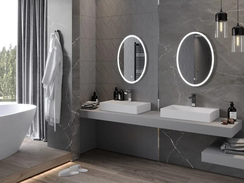 Mexen Elz, LED koupelnové zrcadlo s podsvícením 50 x 70 cm, 6000K, ochrana proti zamlžování, 9802-050-070-611-00