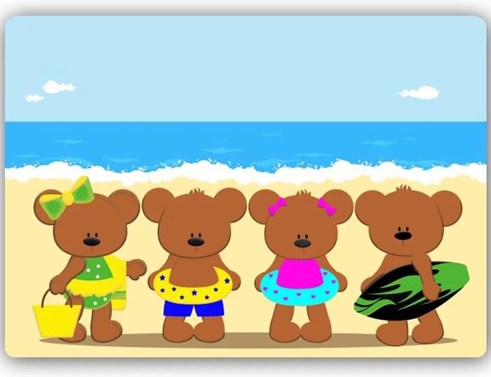CARO Kovový obraz - Teddy Bears On The Beach 60x40 cm