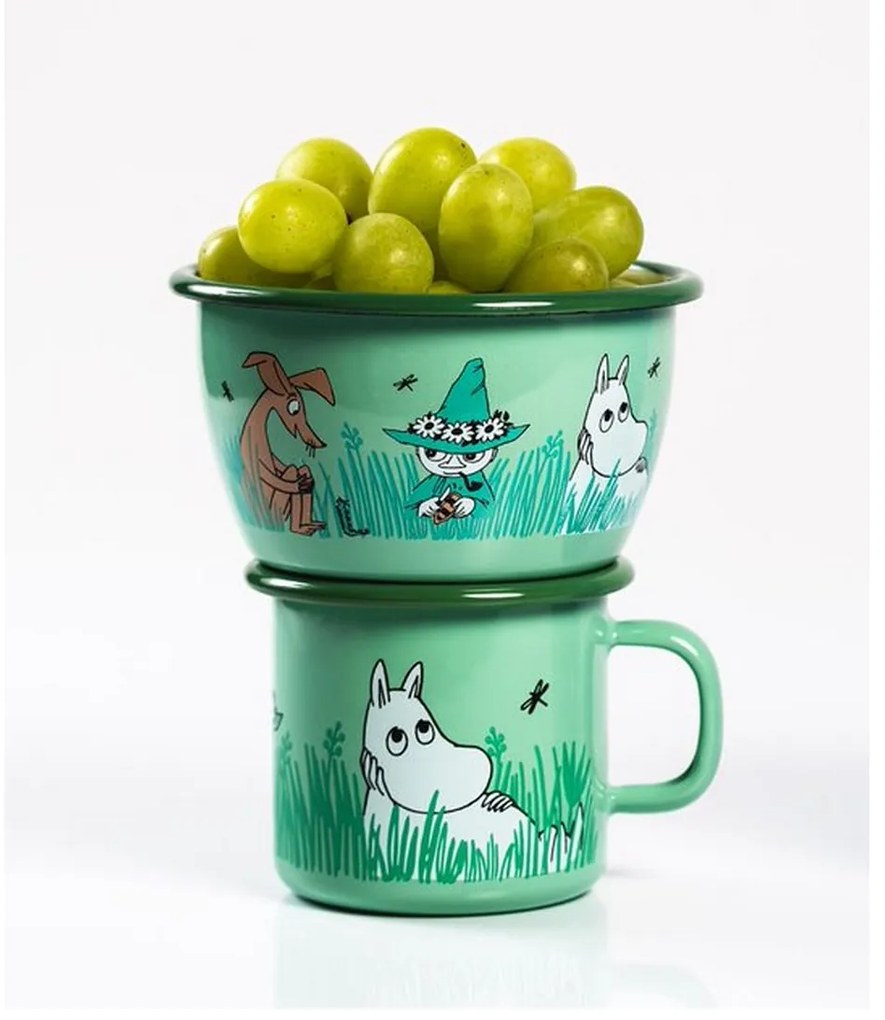 Smaltovaná miska Moomin Boys Green 3 dl Muurla