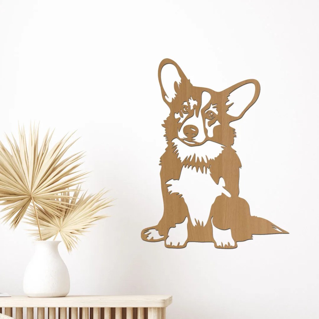 dřevo života Dřevěná dekorace psa Corgi Rozměry (cm): 23x30, Barevný vzor: Bílá