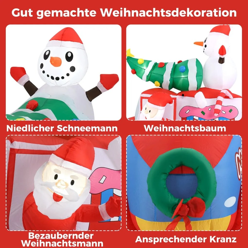 Costway 177 cm nafukovací vánoční dekorace LED Santa Claus v autě Vánoční