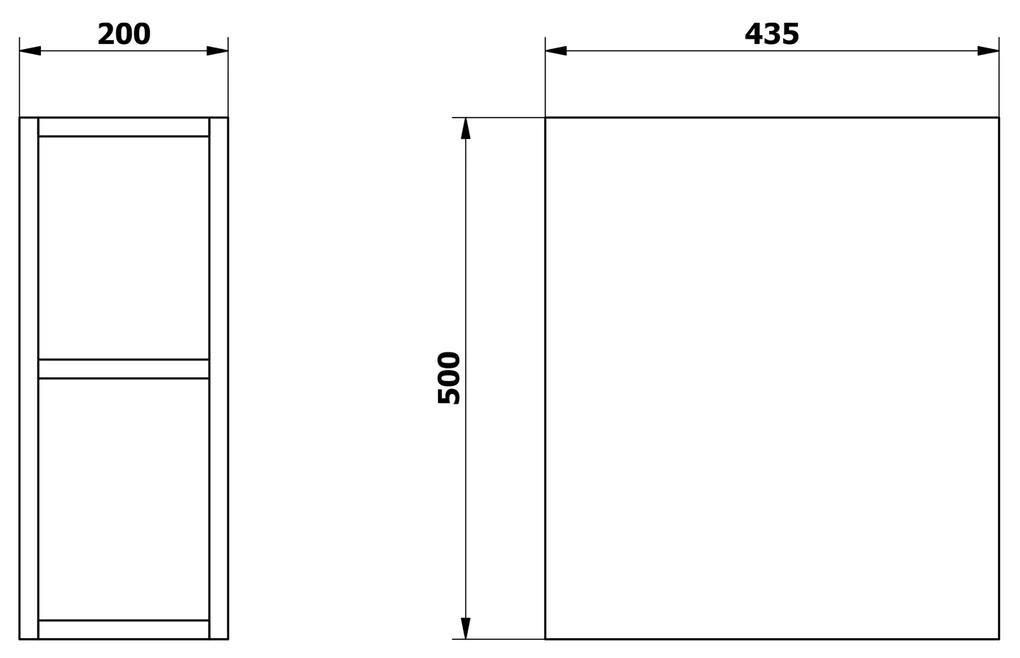 Sapho ODETTA skříňka spodní policová 20x50x43,5cm, dub stříbrný DT200-1111