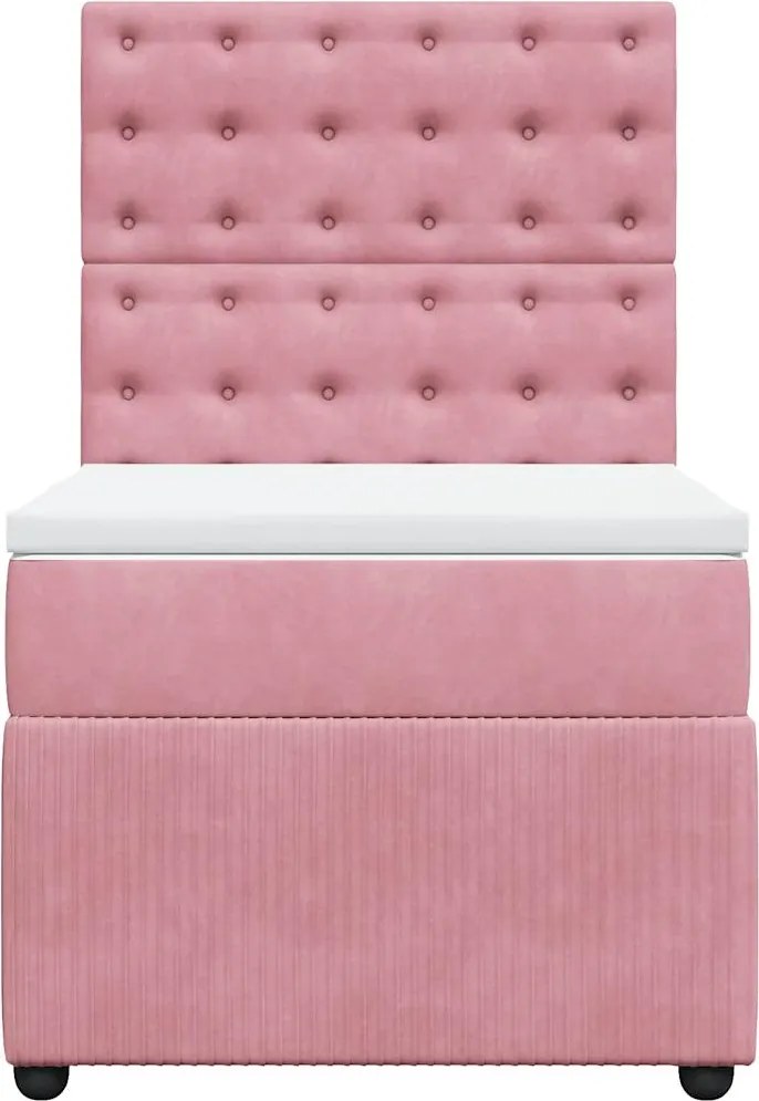 Box spring postel s matrací růžová 90x190 cm samet 3294531