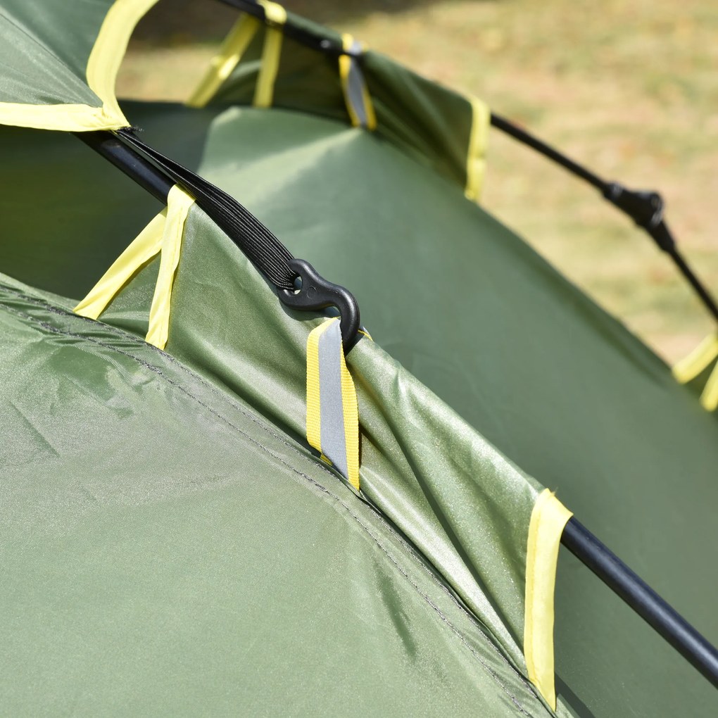 Outsunny kempinkový stan pro 2 dospělé + 1 dítě, nepromokavý, 4 roční období, 210x210x140cm, ideální pro venkovní dobrodružství | Aosom.de