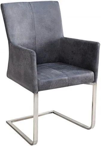 Deflee židle SAMSON VINTAGE GREY II ZDL35788mikrovlákno, broušená ocel  60 cm x 95 cm x 60 cm