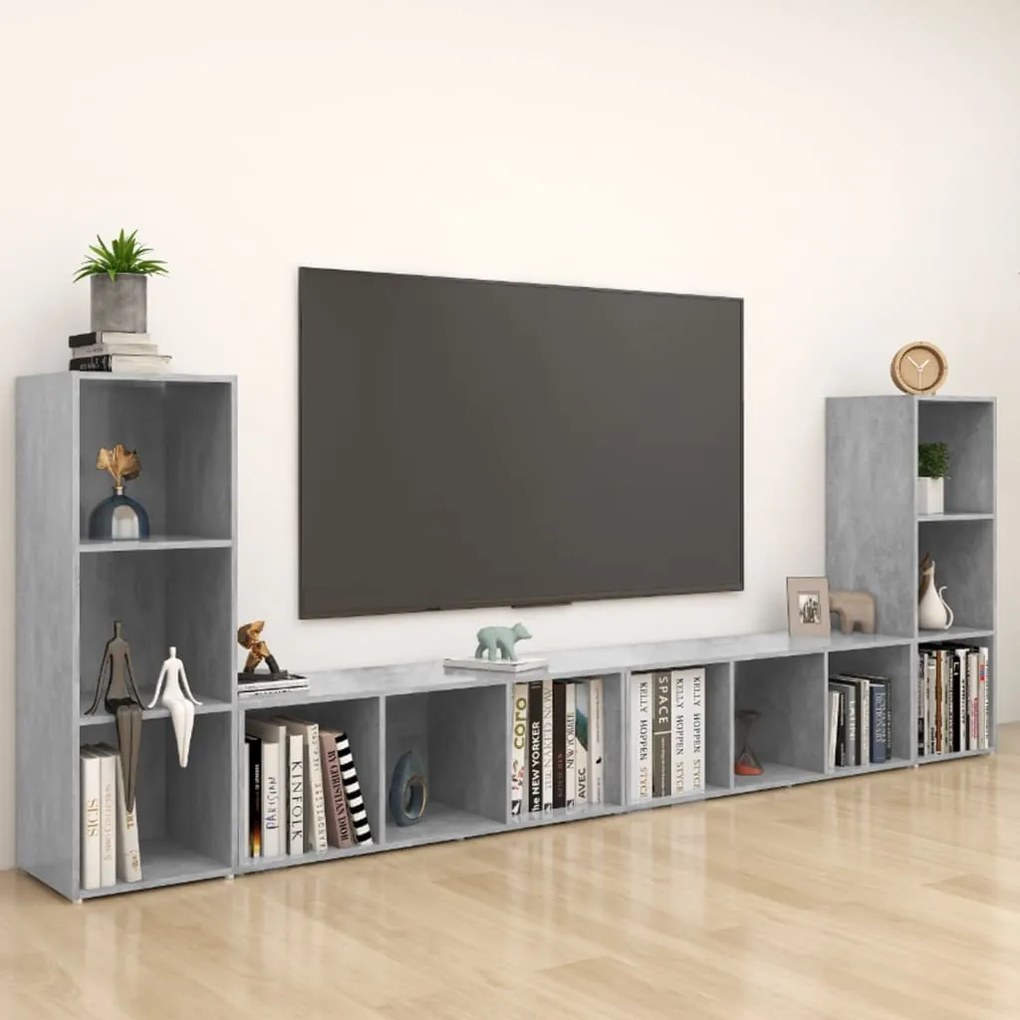 TV skříňky 4 ks betonově šedé 107 x 35 x 37 cm dřevotříska 3080037