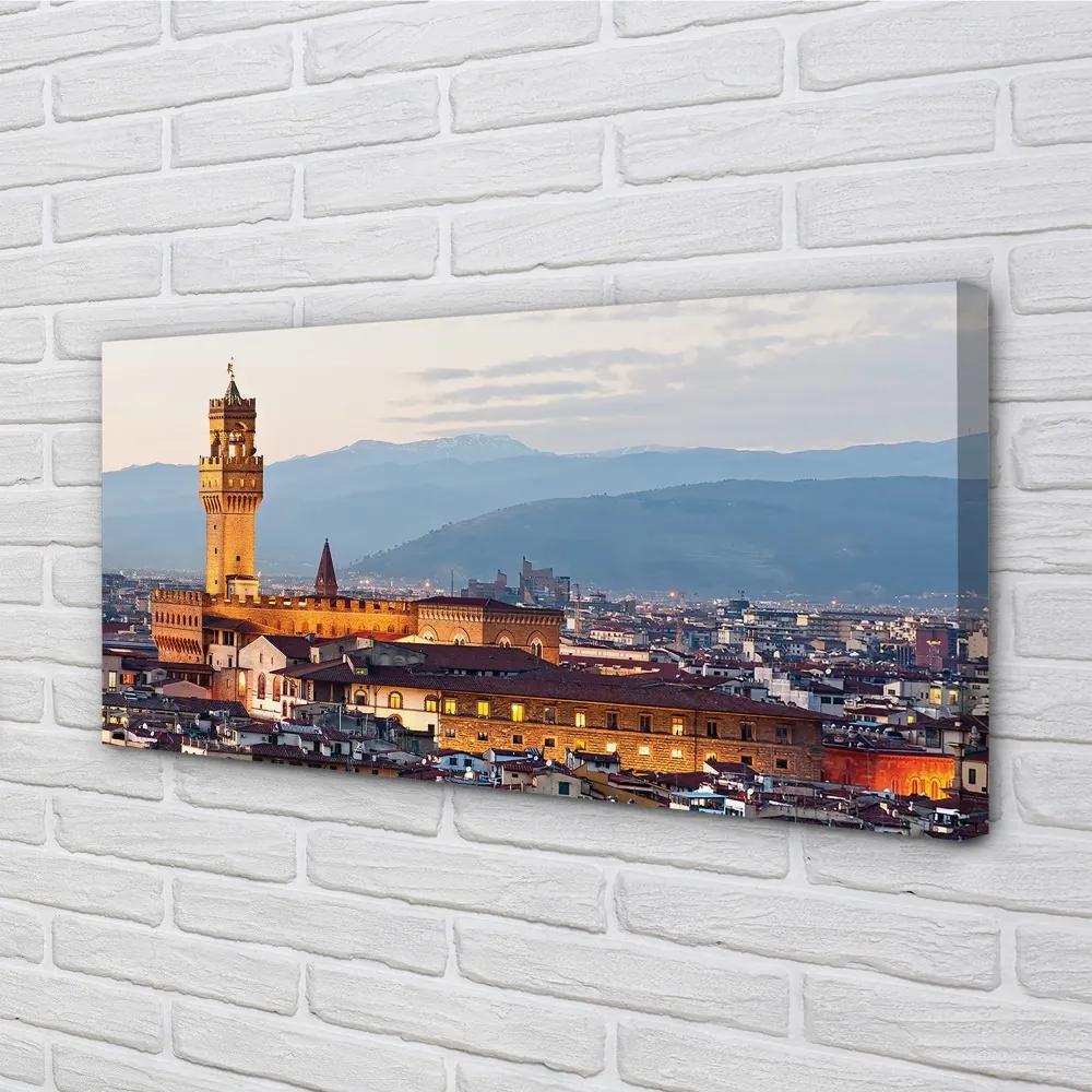 Obrazy na plátně Italy Castle sunset panorama 125x50 cm