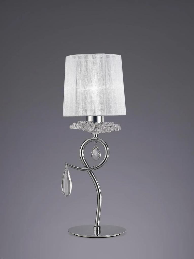 Mantra 5279 Louise, stolní lampa, 1x13W LED E27, chrom, křišťál/stínítko z bílého textilu, výška 44,3cm