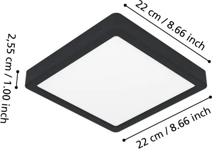 Eglo 901374-LED RGBW Stm. kou. st. sv. FUEVA-Z LED/10,5W/230V 22x22cm IP44 černá