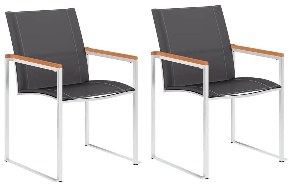 Zahradní židle 2 ks textilen a nerezová ocel šedé - Default Title