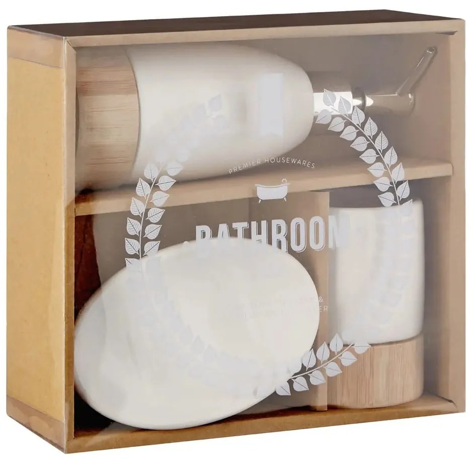 Bílá kamenná sada doplňků do koupelny Earth – Premier Housewares