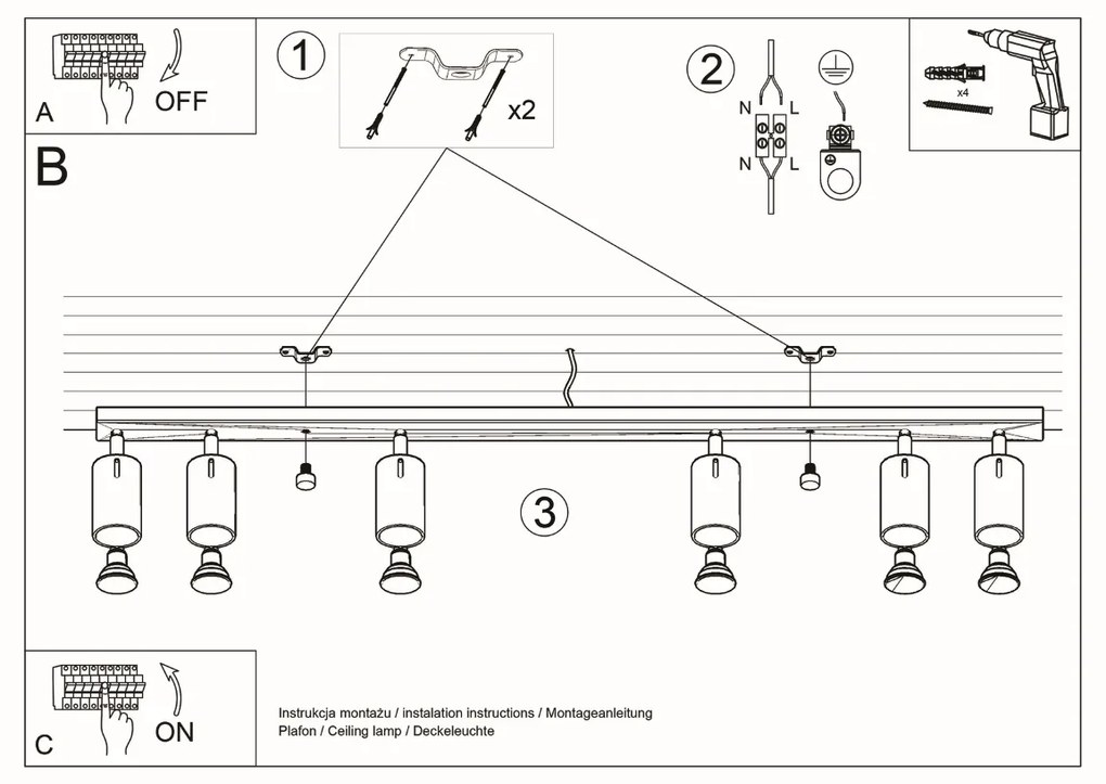 Sollux Lighting Stropní svítidlo RING 6L Černá