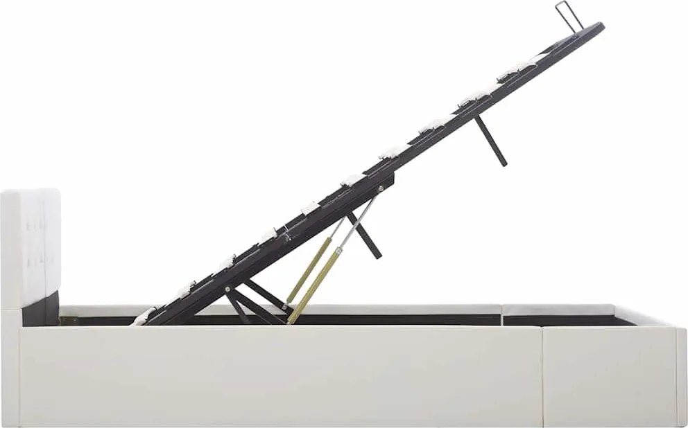 Rám postele zvedací úložný prostor bílý umělá kůže 120 x 200 cm 285518